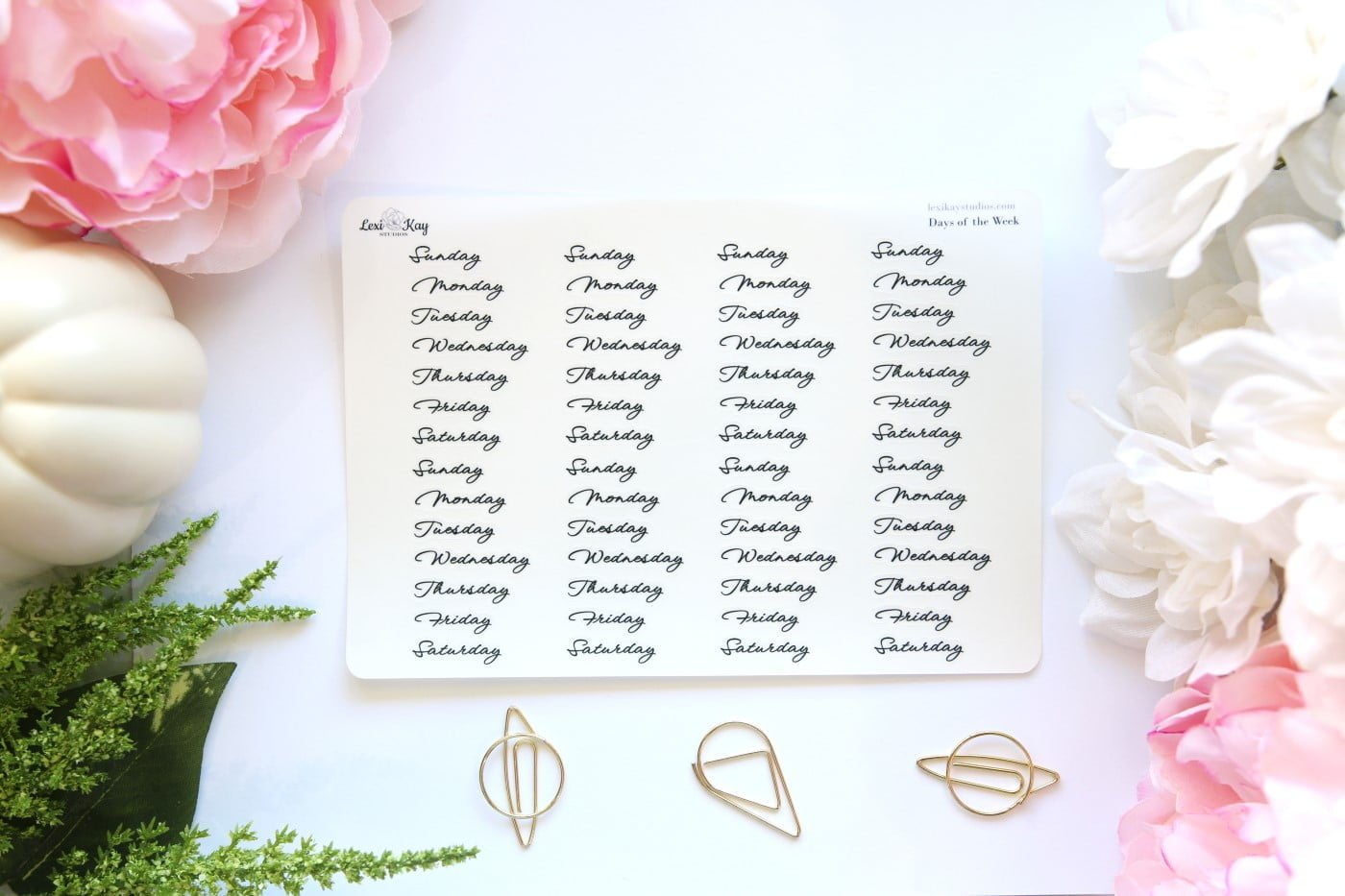 DAYS OF THE WEEK FUNCTIONAL SCRIPT STICKER SHEET – LexiKay Studios Ltd