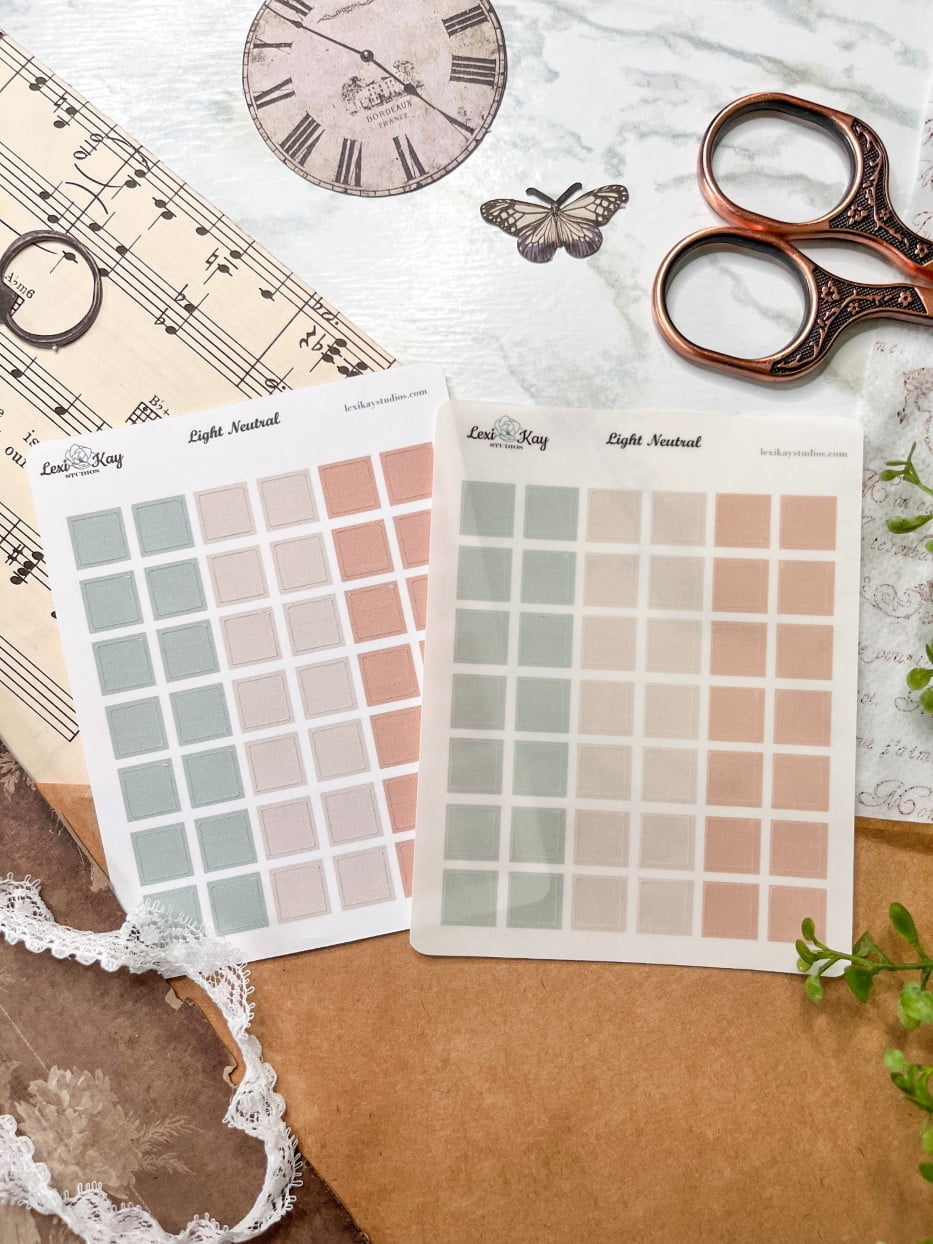 LIGHT NEUTRAL SQUARE STICKER SHEET – LexiKay Studios Ltd