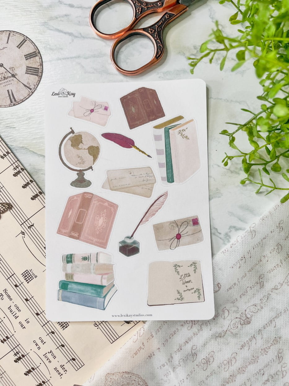 VINTAGE SCHOLAR STICKER SHEET – LexiKay Studios Ltd
