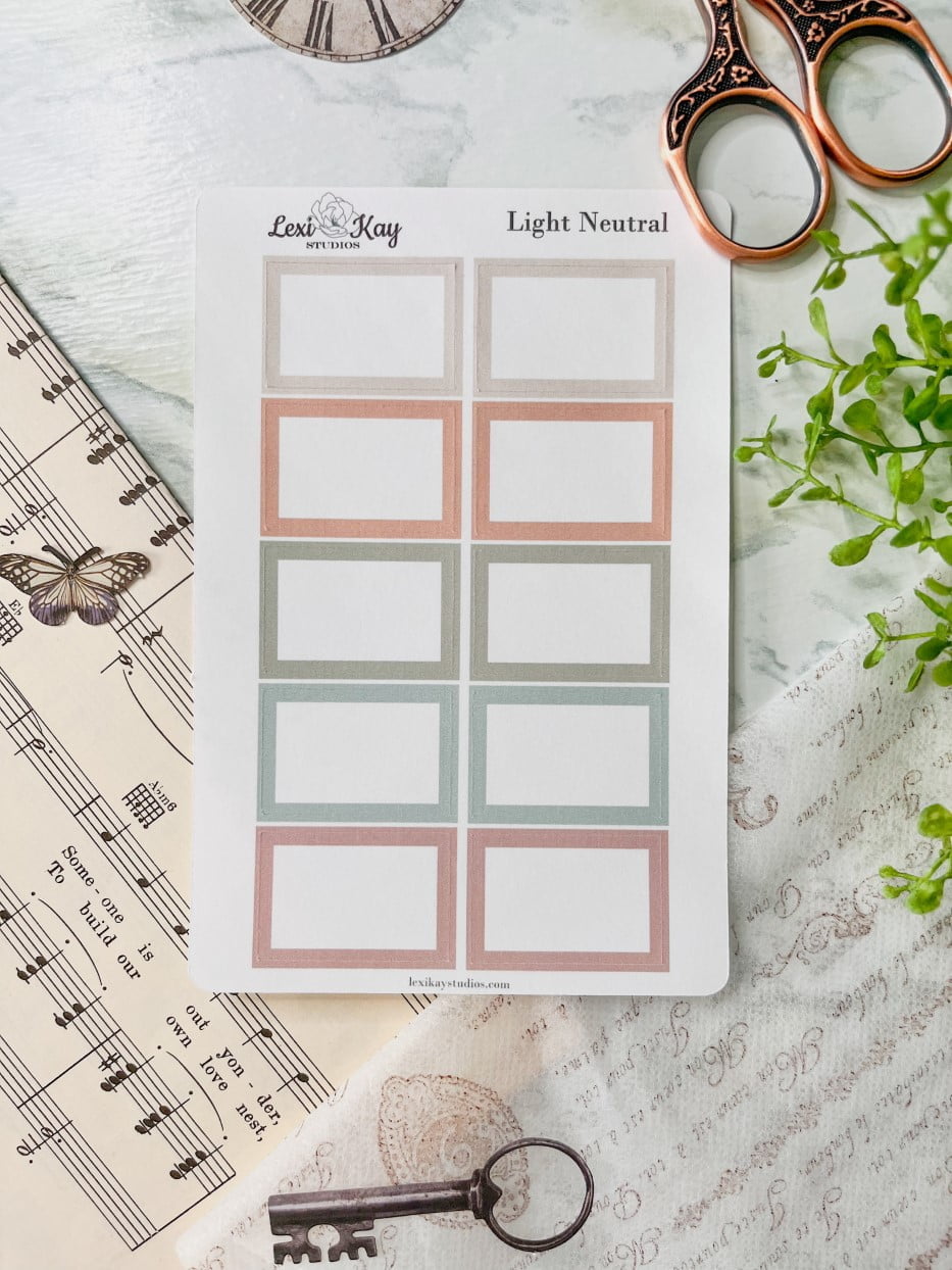 LIGHT NEUTRAL BOXES STICKER SHEET – LexiKay Studios Ltd