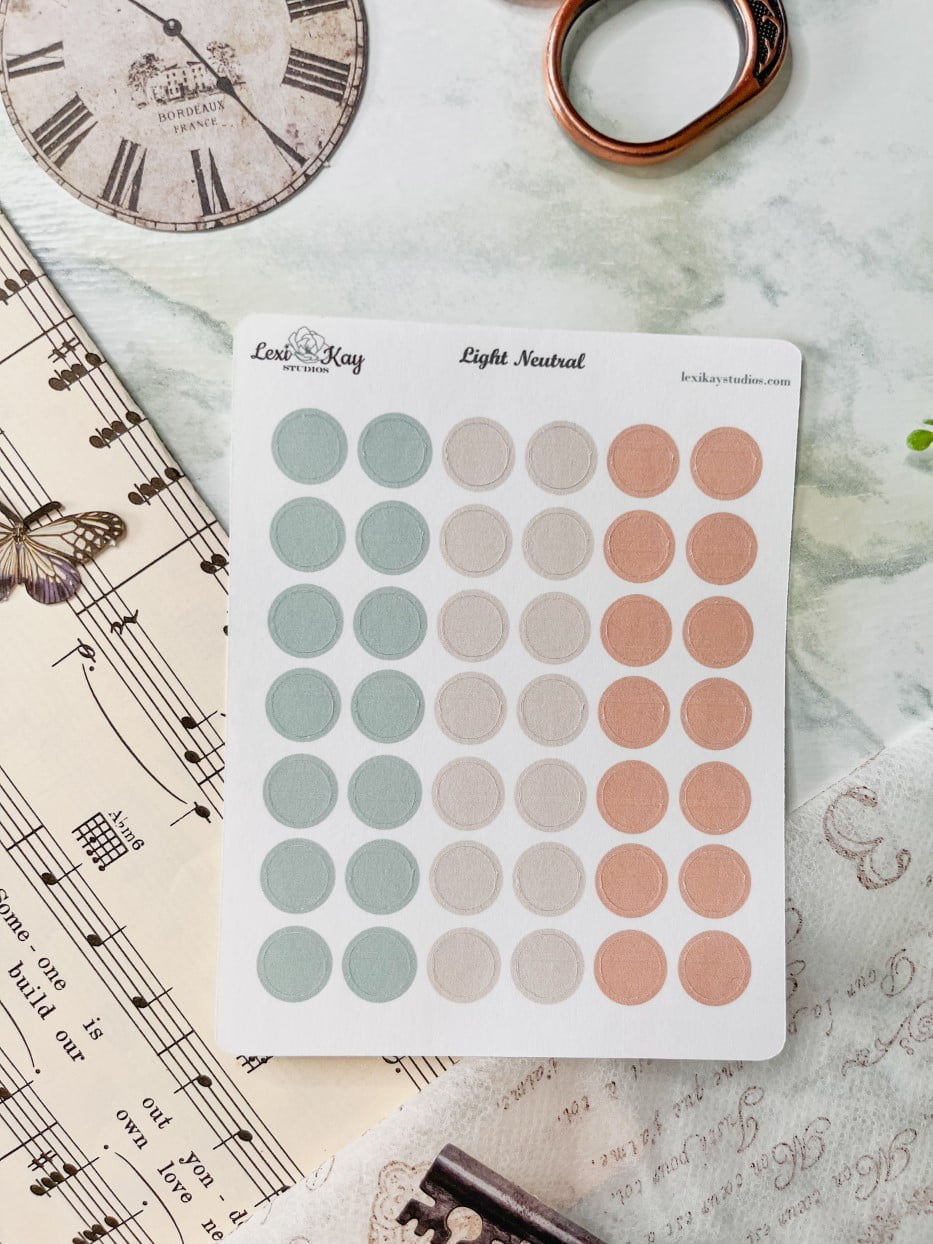 LIGHT NEUTRAL CIRCLES STICKER SHEET – LexiKay Studios Ltd