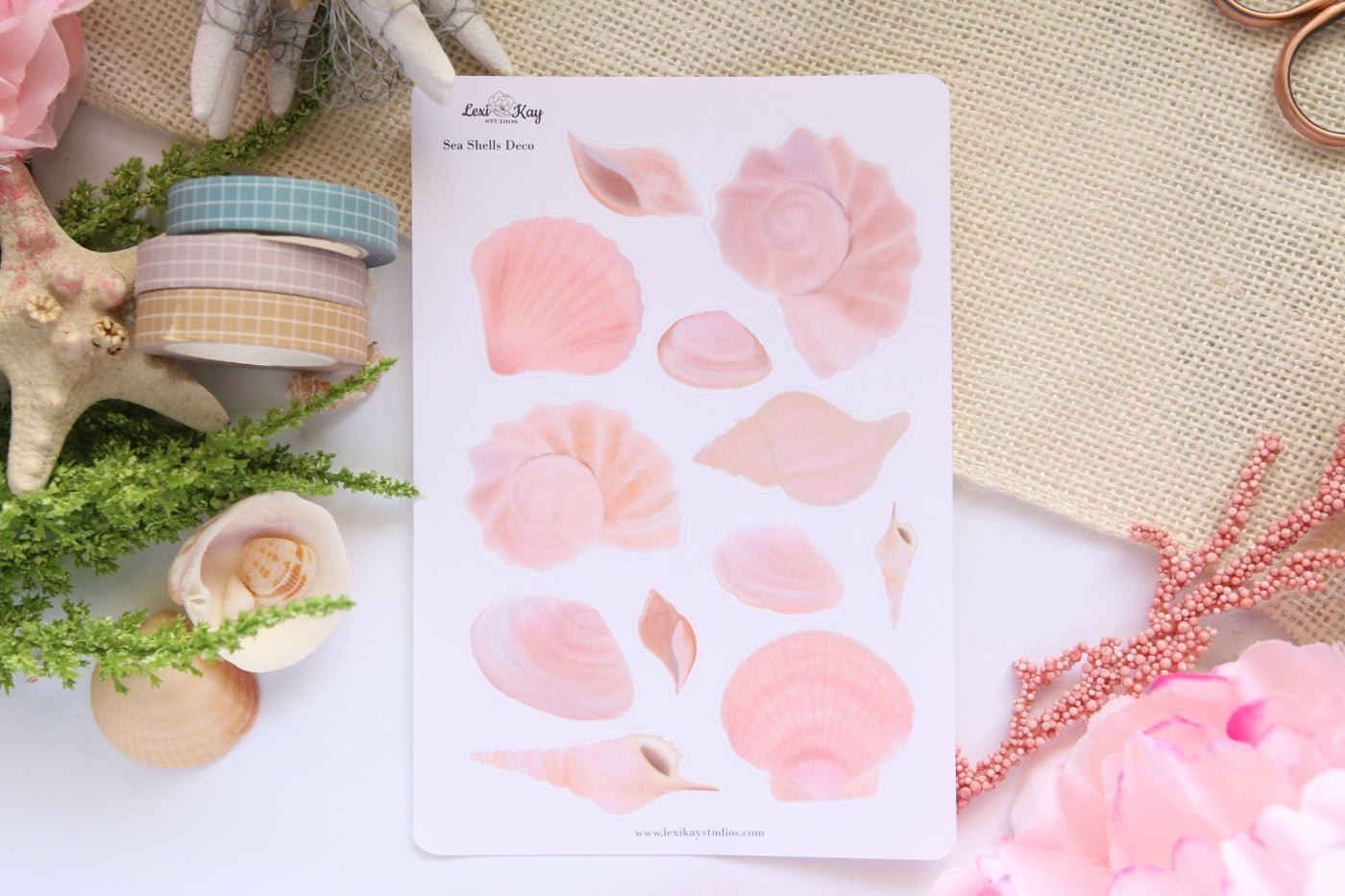 SEA SHELLS STICKER SHEET – LexiKay Studios Ltd