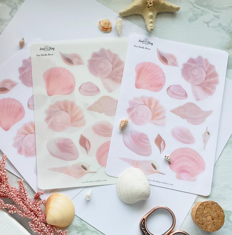 SEA SHELLS STICKER SHEET – LexiKay Studios Ltd