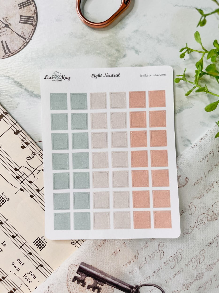 LIGHT NEUTRAL SQUARE STICKER SHEET – LexiKay Studios Ltd