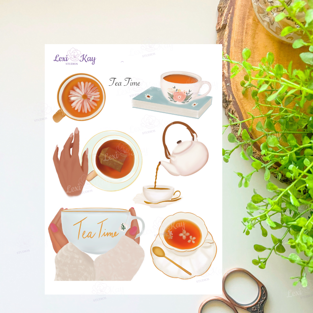 Tea Time Printable Sticker Sheet – LexiKay Studios Ltd