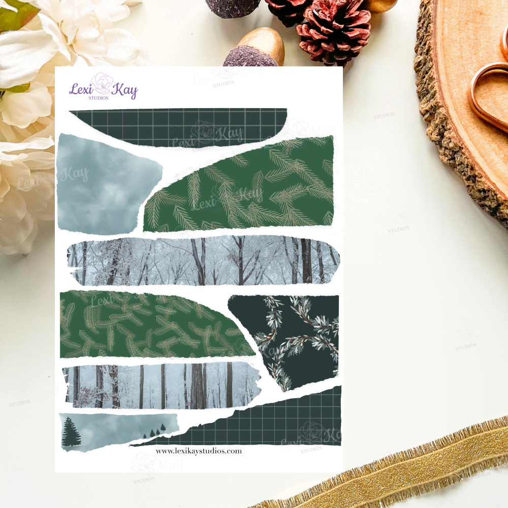 Winter Forest Torn Paper Printable Sticker Sheet – LexiKay Studios Ltd